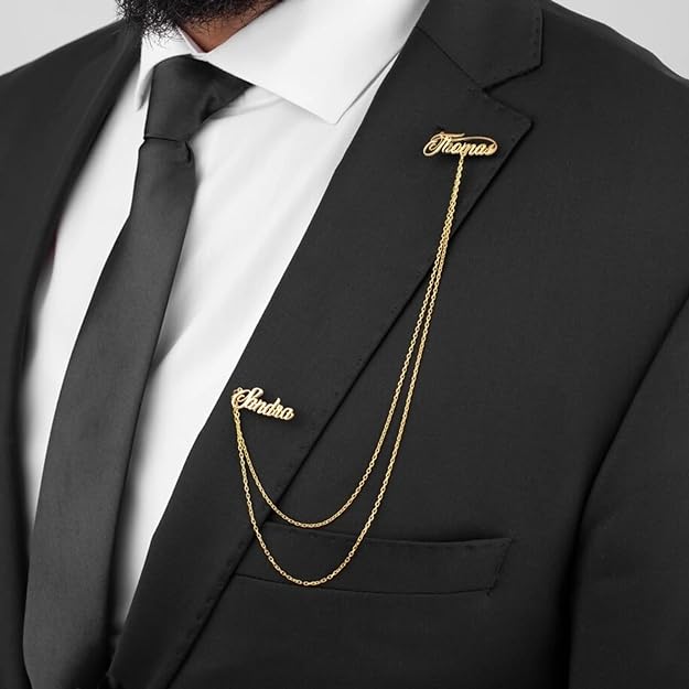 Name Chain Men Brooch, Wedding Brooch – Maniara Jewels
