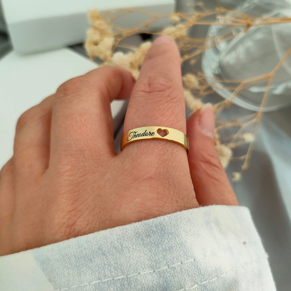 Personalized Inside Outside Date & Name Engraved Ring-Custom Ring ...